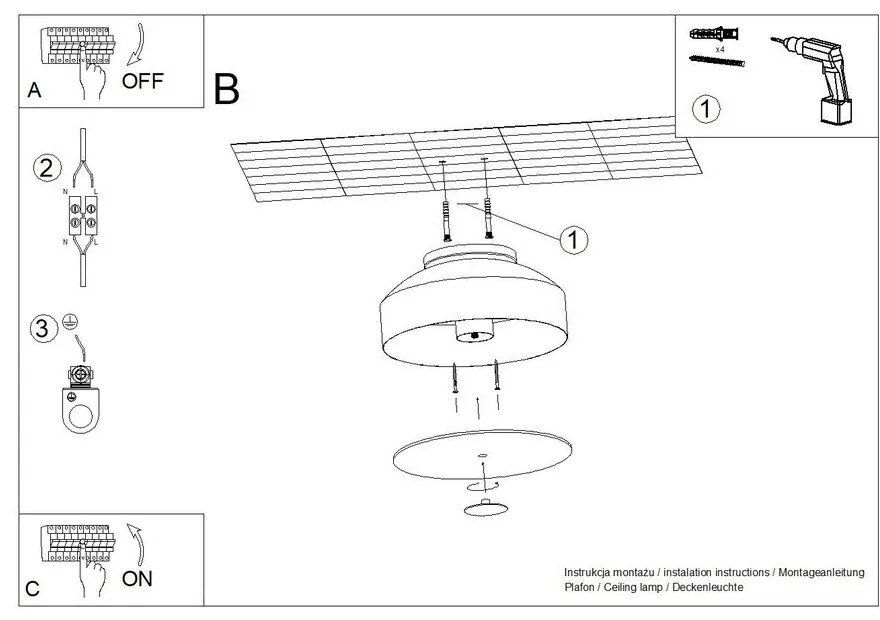 Modré ocelové stropní svítidlo ø 30 cm Omiq – Sollux