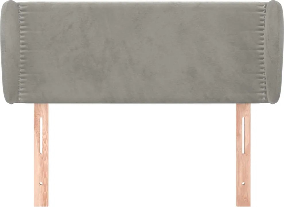 Čelo postele typu ušák světle šedé 103x23x78/88 cm samet 3117046
