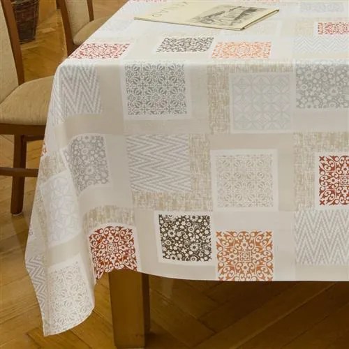 Ubrus PVC metráž 573511, šířka 140 cm, patchwork červeno-šedý, IMPOL TRADE