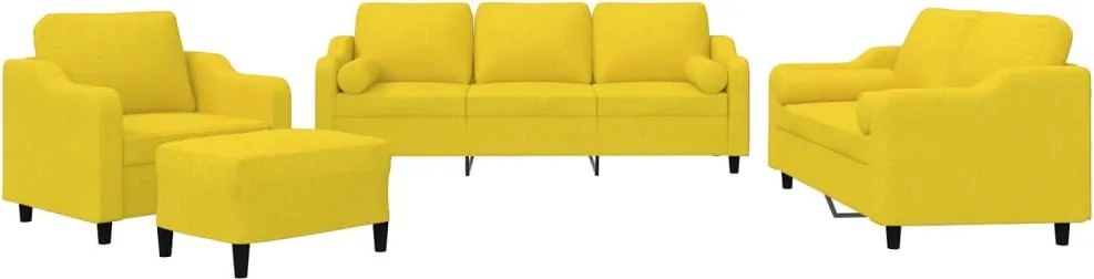 4dílná sedací souprava s polštáři světle žlutá textil 3201799