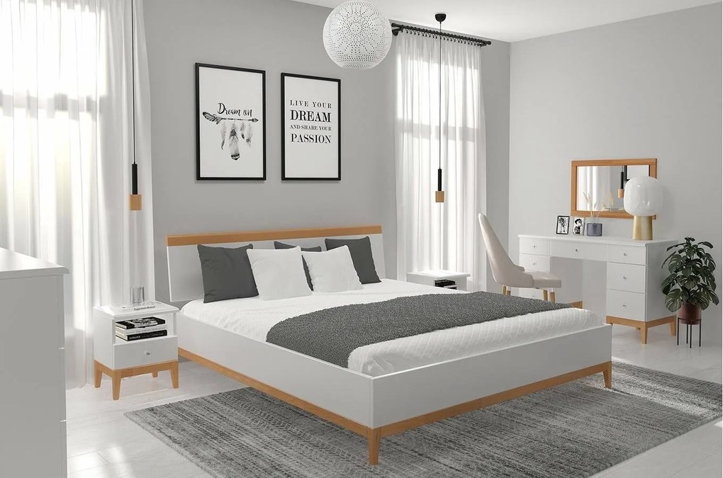 Dřevěná postel s úložným prostorem - Livia - zvýšená  , Buk přírodní, 180x200 cm