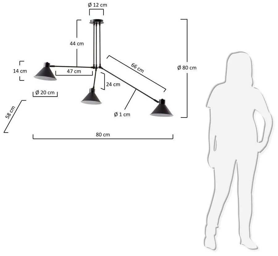 Černé stropní svítidlo 80x80 cm Dione – Kave Home