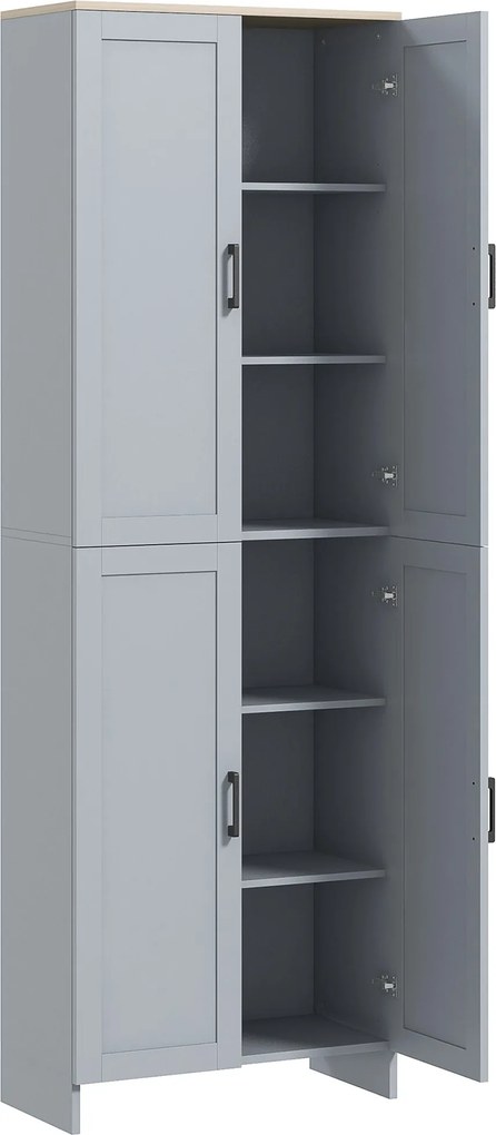 HOMCOM Kuchyňská Skříň Vysoká Komoda Buffet Úložná Skříň Moderní Styl S Víceúložným Prostorem a 4 Dveřmi a Nastavitelnými Policemi, 60 x 30 x 170,5 c…