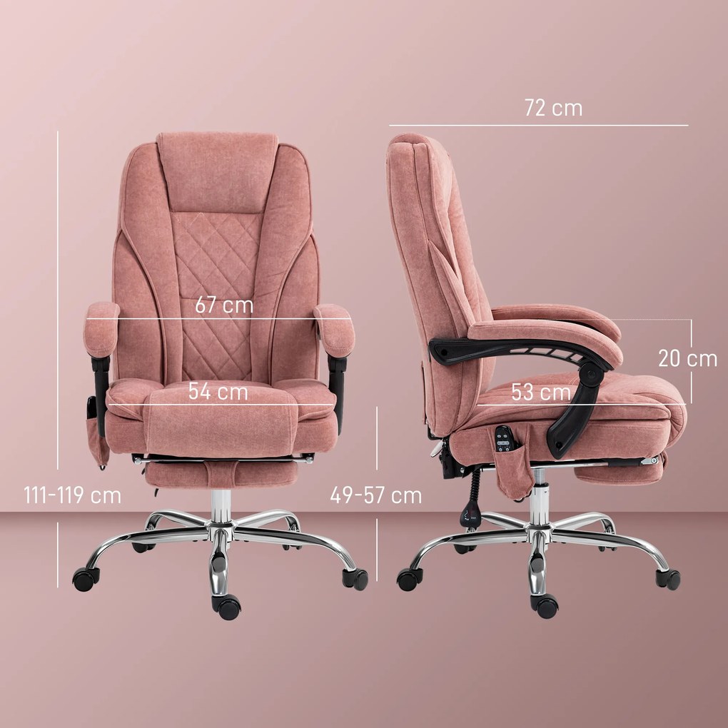 Kancelářská židle Vinsetto s vibrační masáží, ergonomická židle s funkcí houpání, vyhříváním, výškově nastavitelná točná židle s opěrkou na nohy, dál…