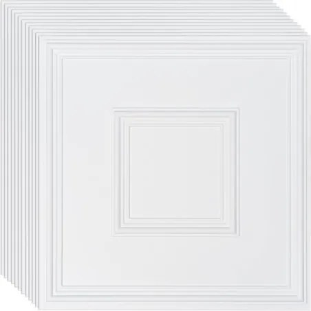 Stropní dlaždice 12-balení 24 × 24 V PVC Snadná instalace Bílá geometrická