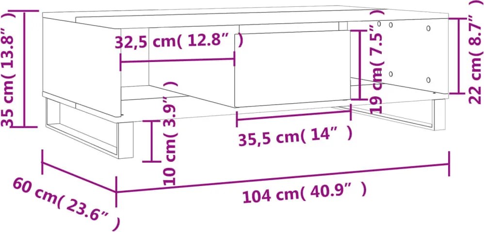 vidaXL Konferenční stolek 104 x 60 x 35 cm kompozitní dřevo [827099] Barva: Bílá