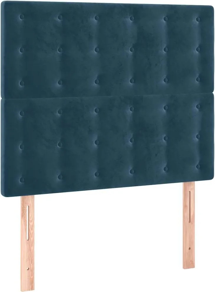 Čelo postele s LED tmavě modré 100x5x118/128 cm samet 3122904