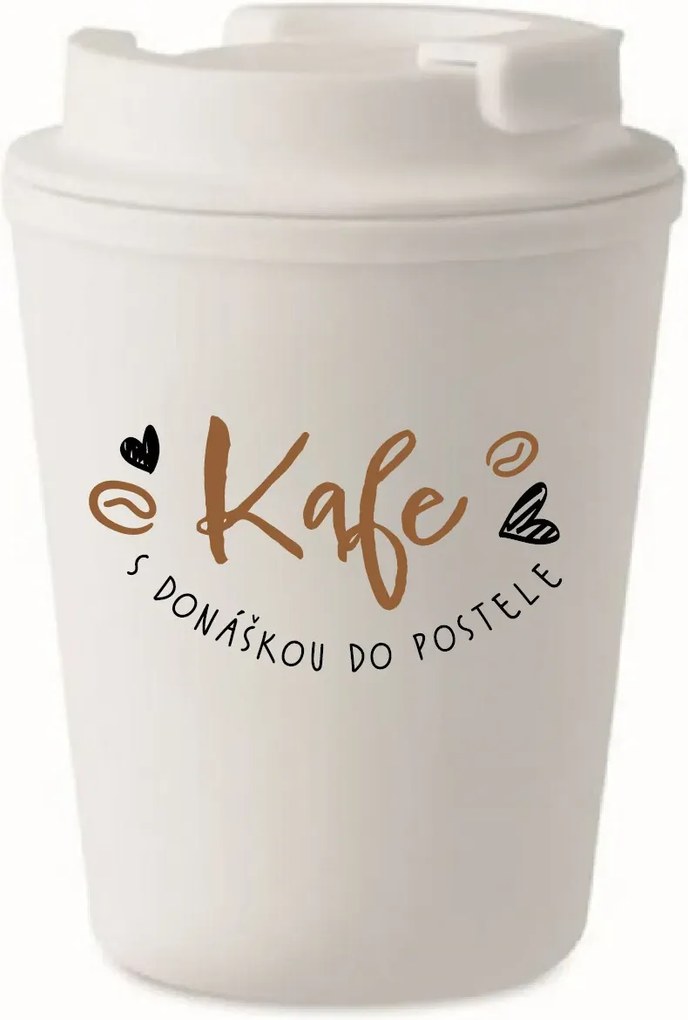 KAFE S DONÁŠKOU DO POSTELE - bílý termohrnek 300 ml