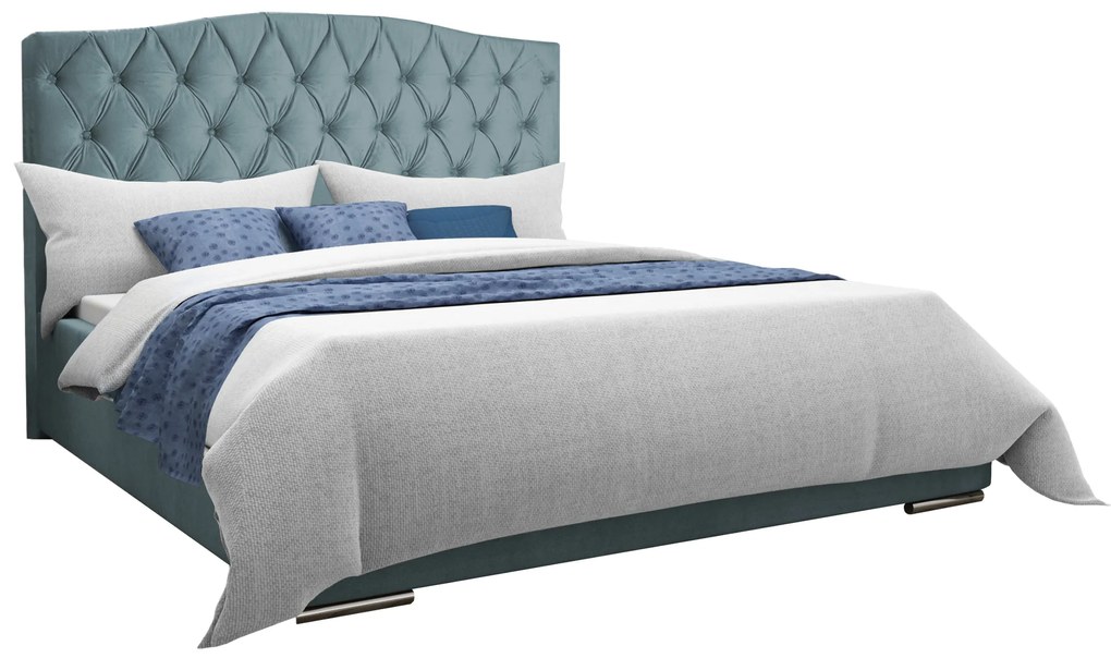 Eka Čalouněná postel Valentyn - Fresh 160x200 cm Barva látky - Fresh: Azurová (30), Úložný prostor: Bez úložného prostoru
