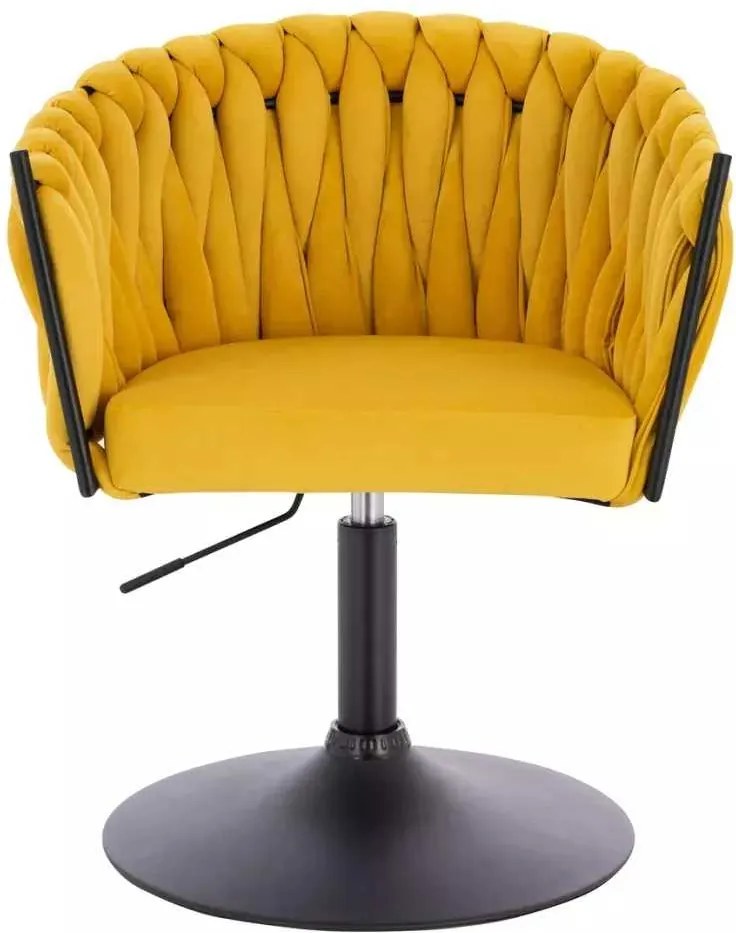 LuxuryForm DESIGN Otočná židle NORDEN VELUR na černém talíři - žlutá