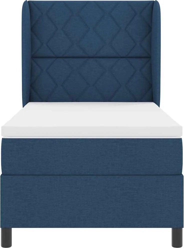 Postel s boxspringem s čelo Modrá 90 x 200 cm textil 3340612