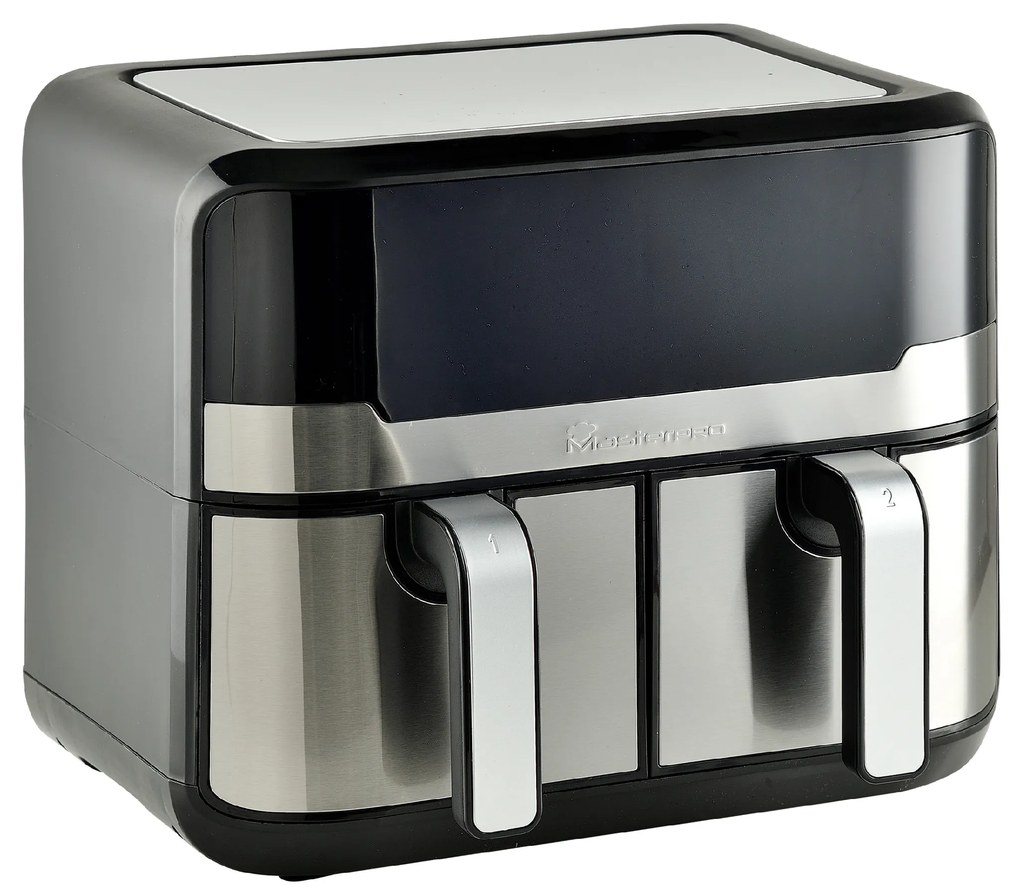 Dvojitá horkovzdušná fritéza MasterPro Rocket Duo 900 / 2400 W / 9 l / 11 programů / stříbrná/černá