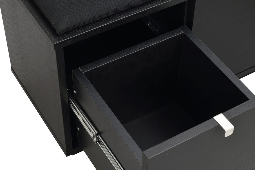 Rowico černá lavice s úložným prostorem CONFETTI a černým sedákem 106 cm 103765