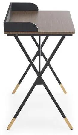 Psací stolek Bernie (tmavé dřevo + černá). 1048599