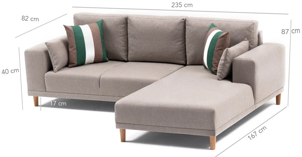 Hanah Home Rohová pohovka FRANZ krémová pravá 825BLC1392