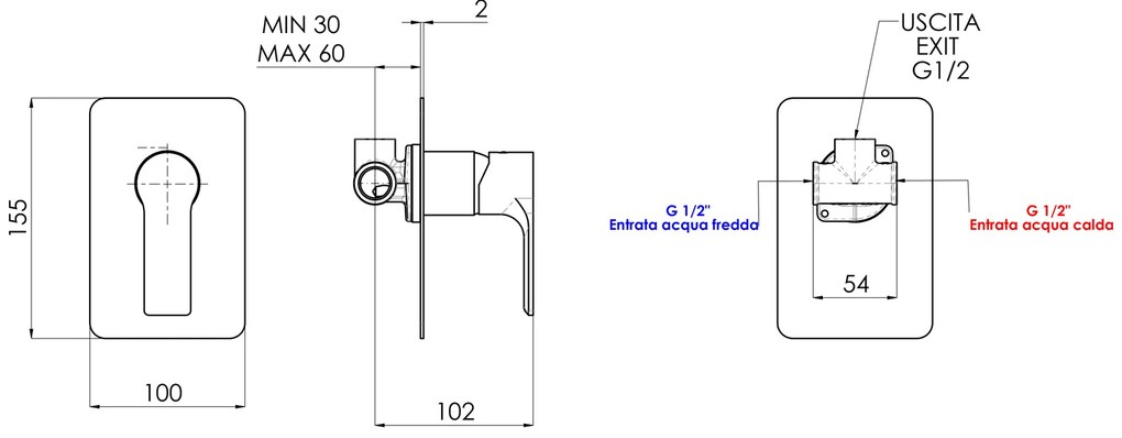Sapho, PAX podomítková sprchová baterie, 1 výstup, černá matná, XA41/15