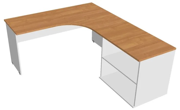 Sestava stolu a skříně levá 160 cm - Hobis Gate GE 60 H L Dekor stolové desky: olše, Dekor lamino podnože: bílá