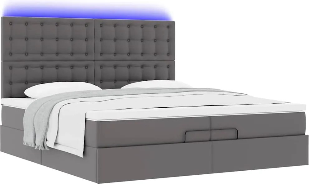 Osmanský rám postele s matrací šedá 200x200cm umělá kůže 3313873