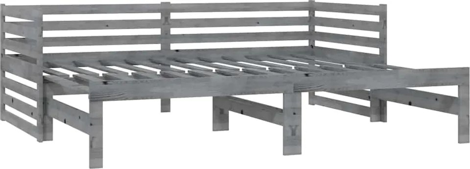 Výsuvná denní postel 2 × (90x200 cm) šedá masivní borové dřevo 3083671