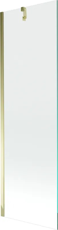 Mexen Next, vanová zástěna 1-křídlová 60 x 150 cm, fixní křídlo, 6 mm čiré sklo, zlatý profil, 895-060-000-00-00-50