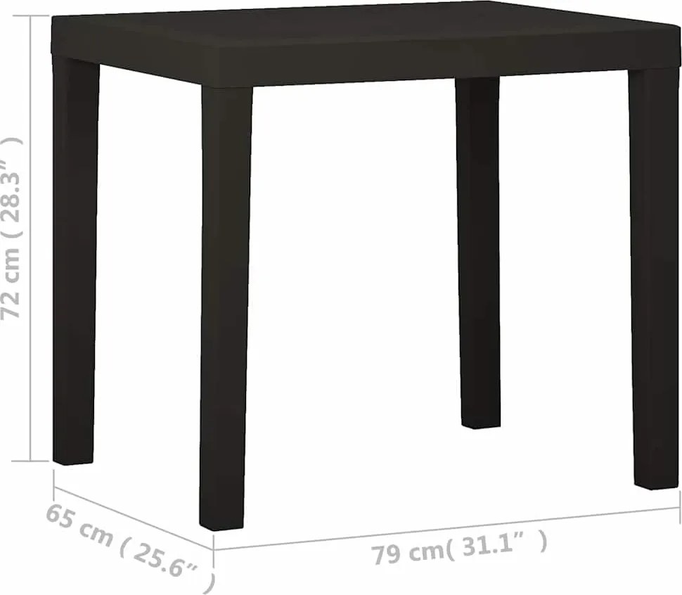 Zahradní stůl antracitový 79 x 65 x 72 cm plast 315845