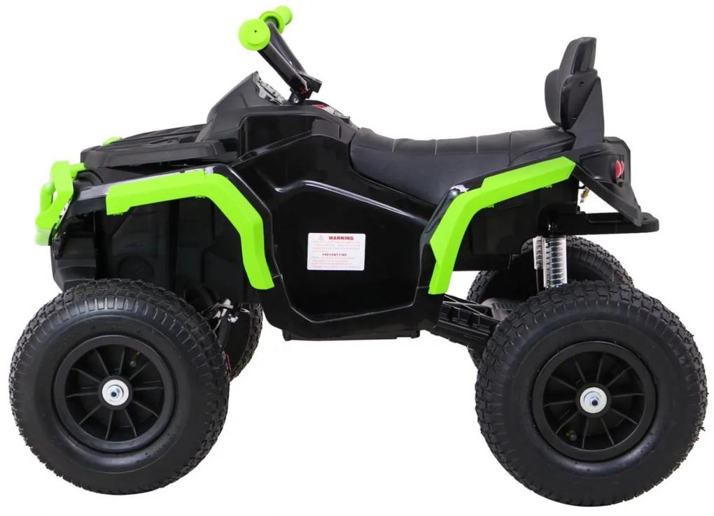 Dětská elektrická čtyřkolka ATV nafukovací kola černo-zelená