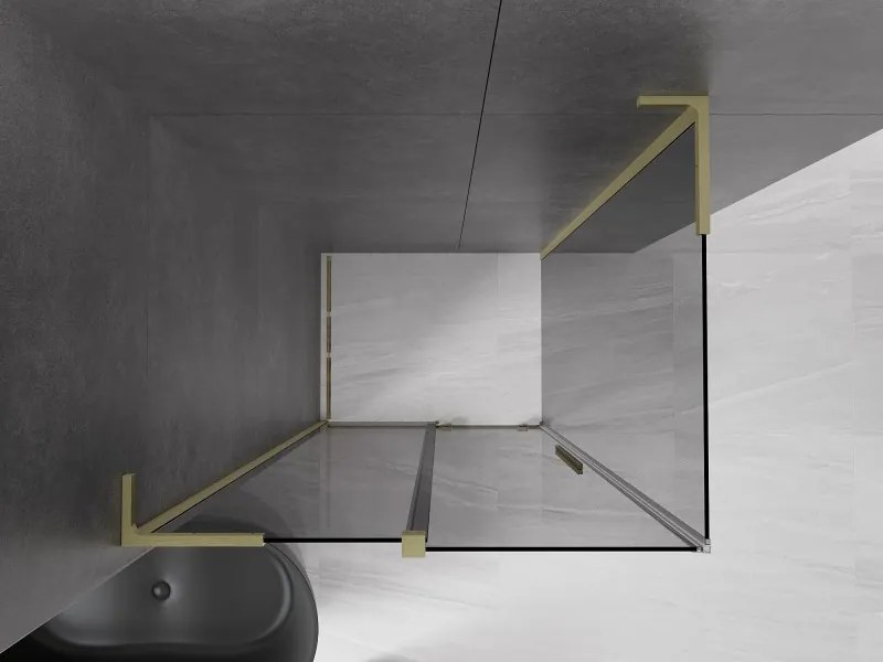 Mexen Velar L, sprchový kout s posuvnými dveřmi 100 x 110 cm, 8mm šedé sklo, zlatá matná, 871-100-110-43-55