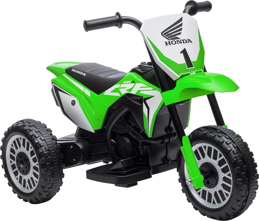 HOMCOM Dětská Elektrická Motorka s Hlavní a Zvukem Spuštění, Dětská Elektrická Motorka pro Děti 1.5-3 Roce Zelená | Aosom