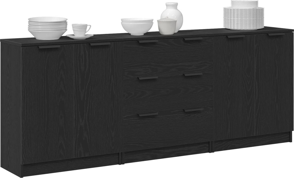 Servírovací skříň 3 ks Černý dub 180 x 30 x 70 cm 3332514