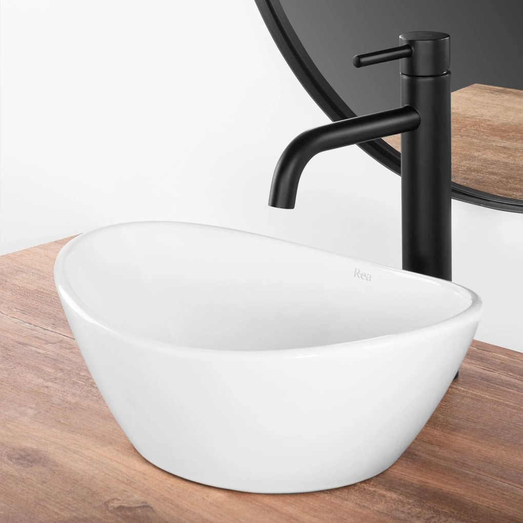 Rea Kate mini, umyvadlo na desku 365x245x130 mm, bílá lesklá, REA-U6803