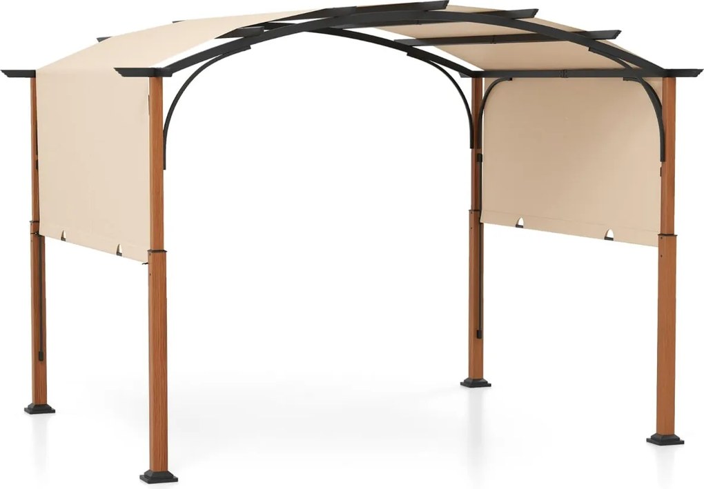 Costway Pergola se stahovací střechou Vodotěsná stabilní Zimní odolný altán