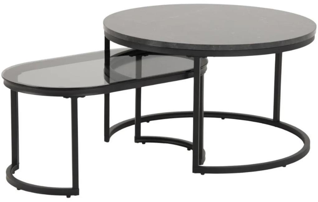 DNYMARIANNE -25% Scandi Set dvou černých konferenčních stolků Sprut 70/70 x 70/40 cm