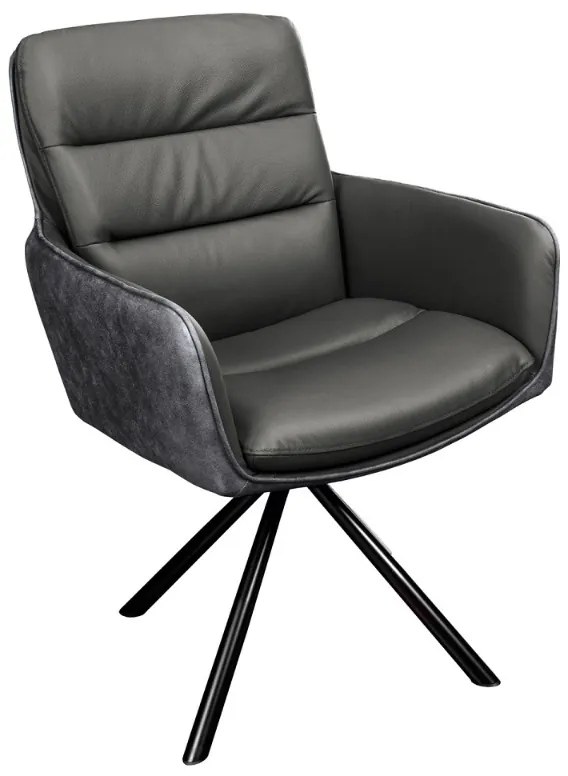 Designová otočná židle Maddison šedá kůže