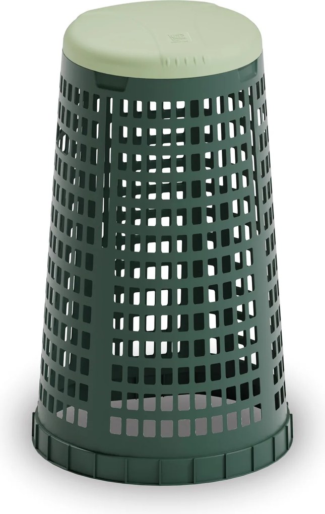 Plastový odpadkový koš na 120 l pytle, zelený, zelené víko