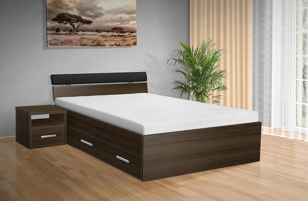 Nabytekmorava postel s úložným prostorem RAMI - M 140x200 cm barva lamina: Ořech 729,MATRACE 19cm OTRHOPEDY MAXI