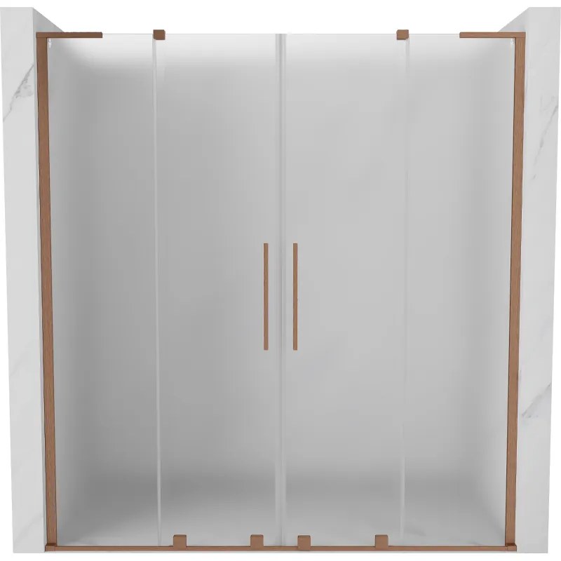 Mexen Velar L Duo, posuvné sprchové dveře do otvoru 170 cm, 8mm sklo námraza, měděná matná, 871-170-003-32-65