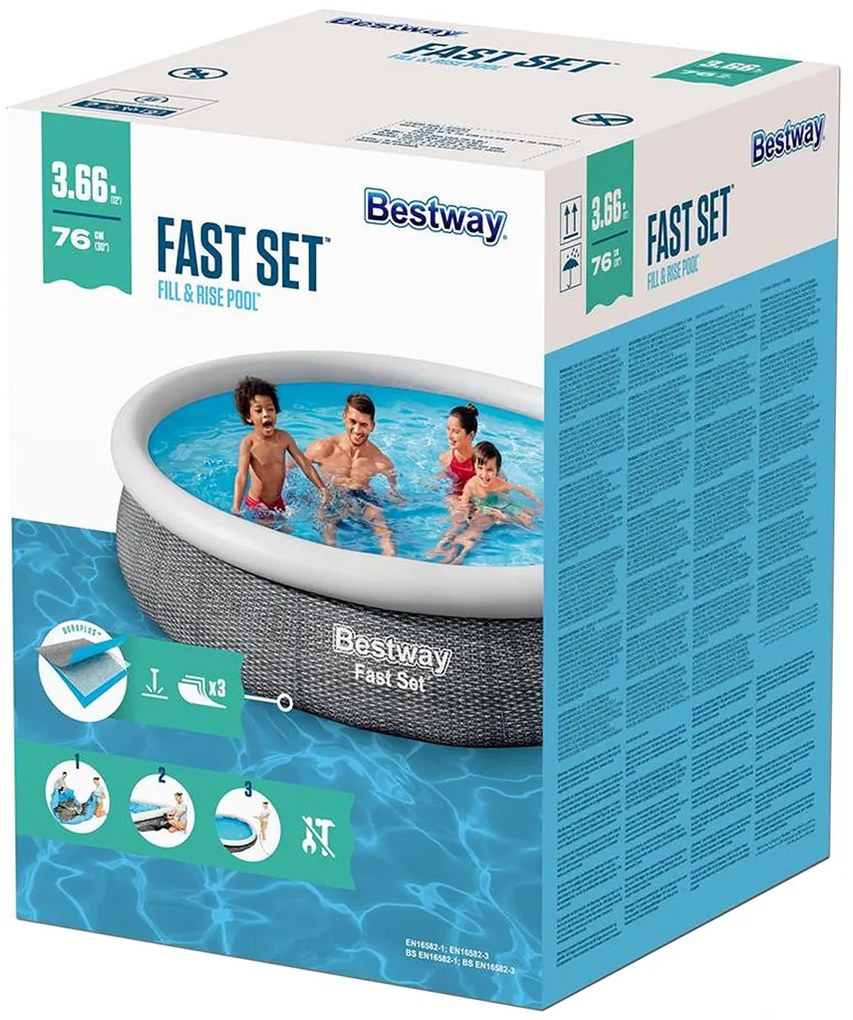 BESTWAY Fast Set Rattan Bazén 366 x 76 cm, bez filtrace 57443