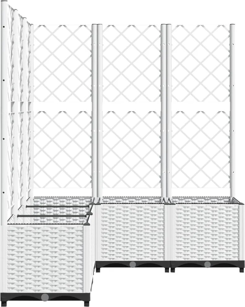 Zahradní truhlík s treláží bílý 120 x 120 x 136 cm PP 153288