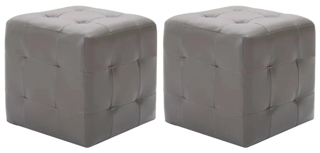 Noční stolky 2 ks šedé 30 x 30 x 30 cm umělá kůže - Default Title