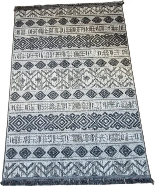 HU Šedý moderní pruhovaný koberec Boho 881-S Rozměr: 60x100 cm
