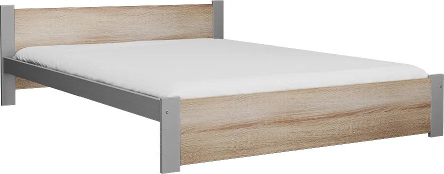 Postel IKAROS 160 x 200 cm, dub sonoma/šedá Matrace: Matrace Sommera 18 cm, Rošt: S laťkovým roštem