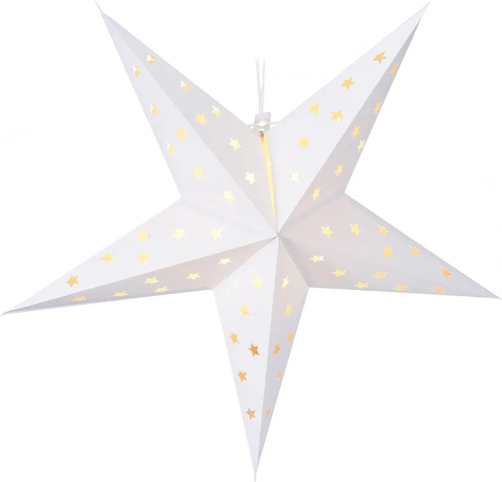 Papírová LED hvězda, vánoční dekorace, 60 cm, bílá