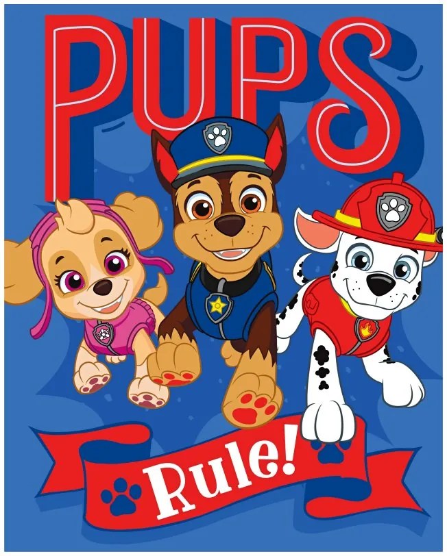 Dětská flísová deka Tlapková patrola - Paw Patrol - motiv Pups Rule - 130 x 170 cm