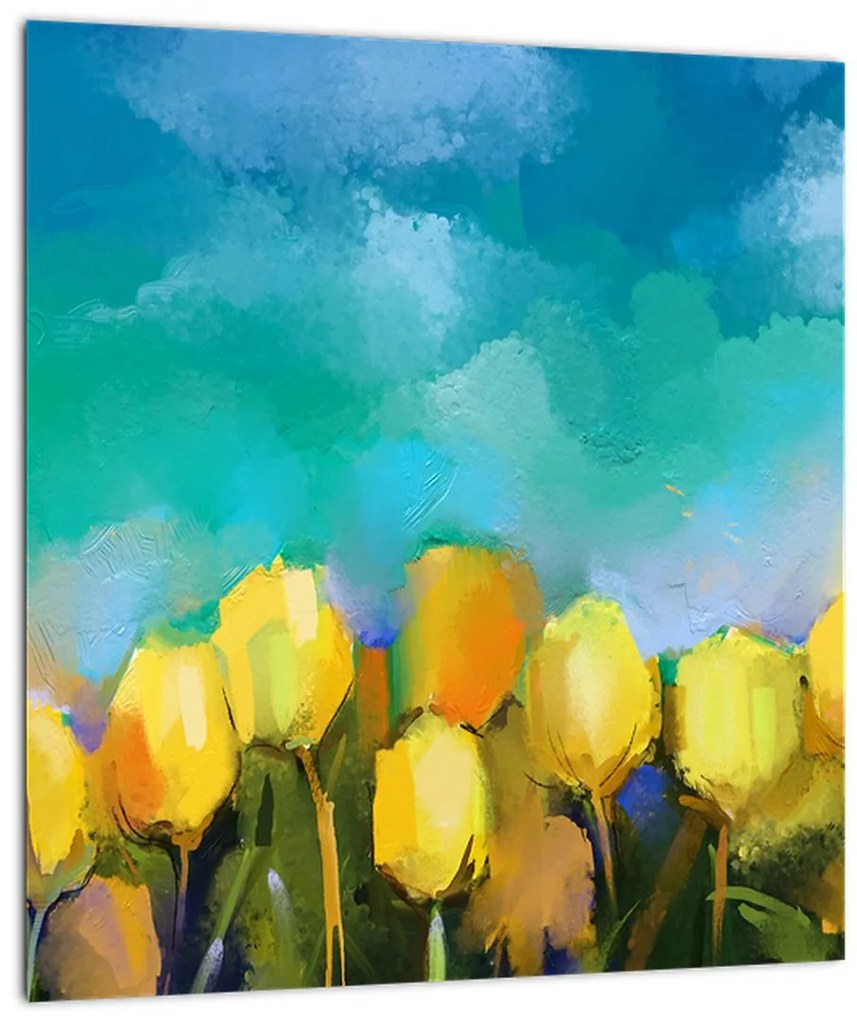 Obraz žlutých tulipánů (30x30 cm)