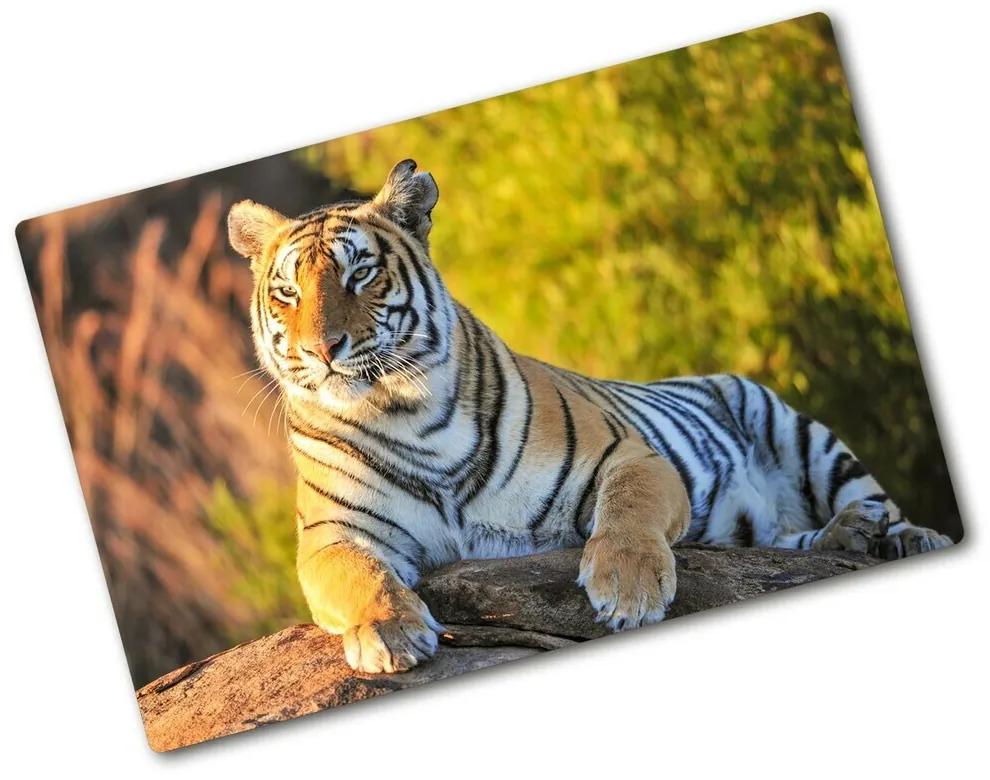 Wallmuralia Kuchyňská deska skleněná Portrét tygra 80x52 cm