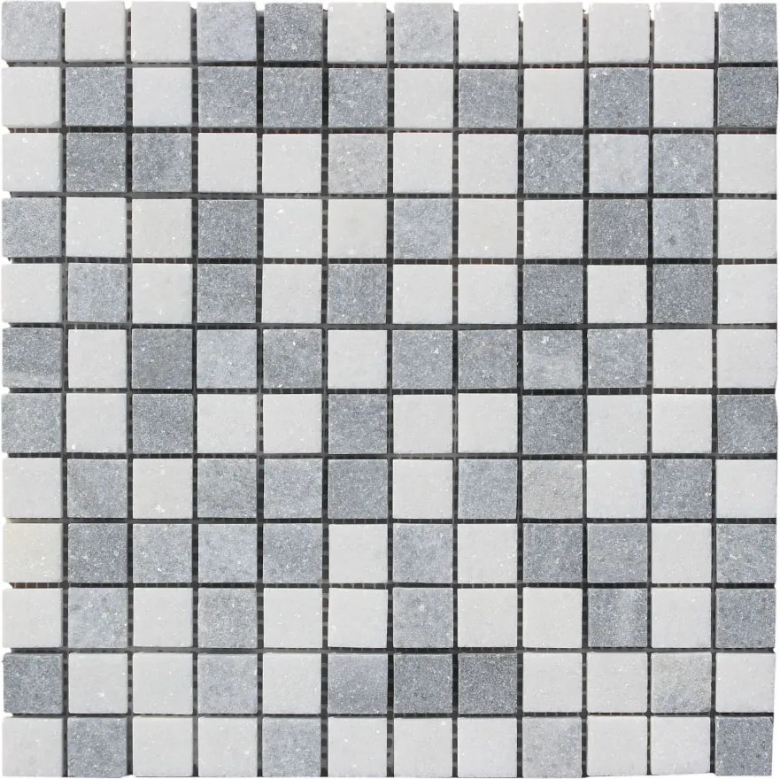 ALFIstone Kamenná mozaika z mramoru, Square white and grey, 30 x 30 x 0,9 cm, NH207 VZOREK