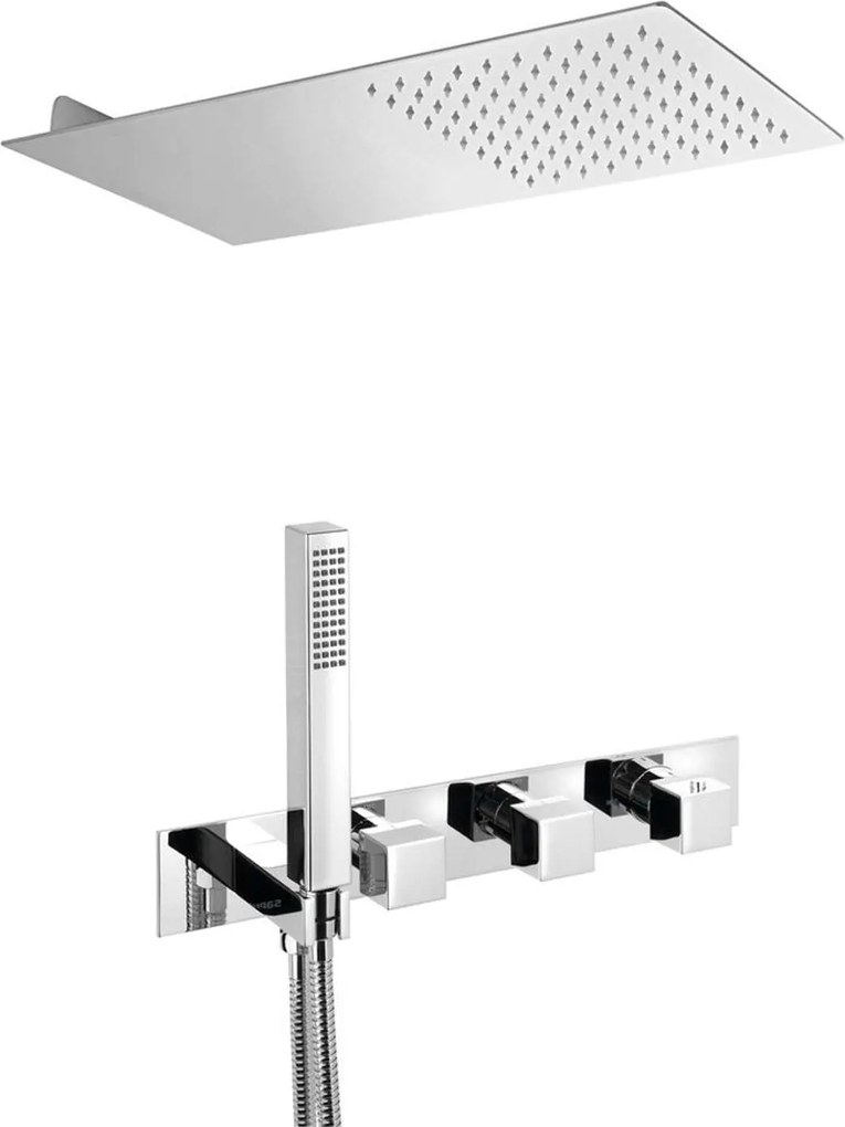 Sapho Sprchy - Sprchový set s termostatem pod omítku, s tělesem, 50x22 cm, chrom MB453-01