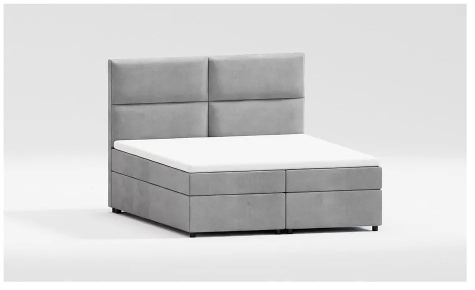 Světle šedá boxspring postel s úložným prostorem 180x200 cm Rico – Ropez