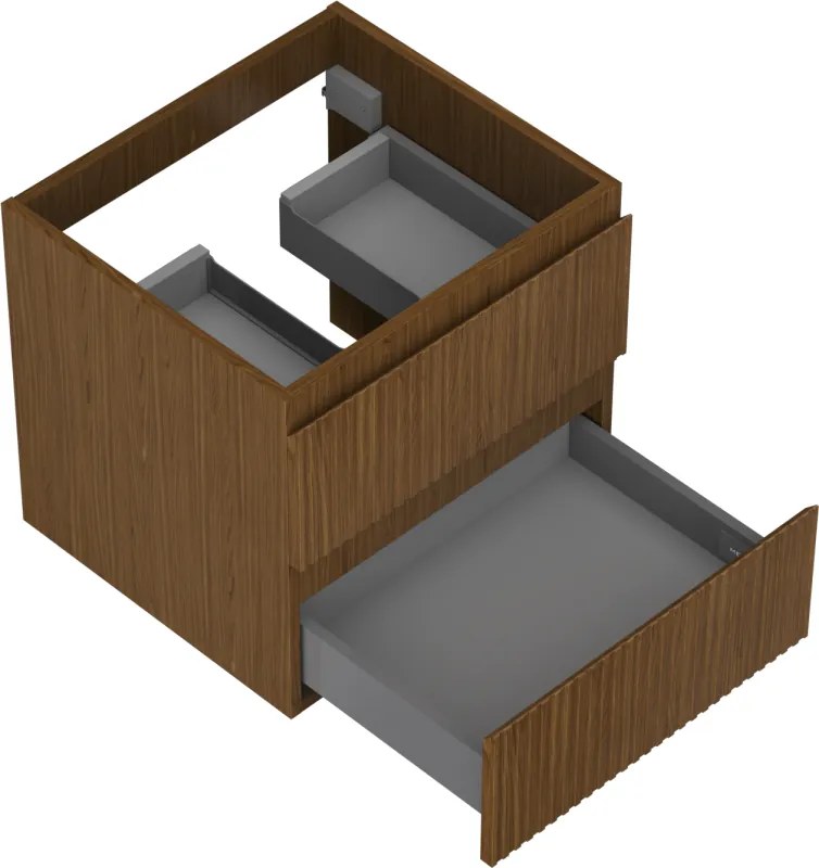 Mexen Rivel, koupelnová skříňka 50 cm, 2 zásuvky, drážkovaná, ořech, 91A20-05047-2-BFF86