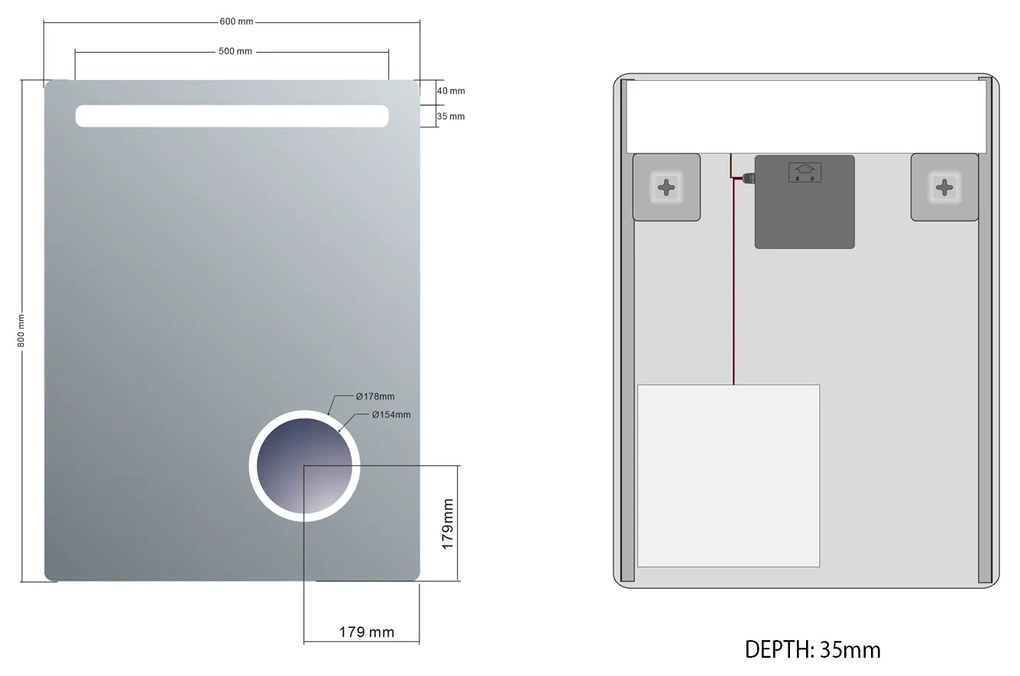 Sapho, ASTRO LED podsvícené zrcadlo 600x800mm, kosmetické zrcátko, MIRL2